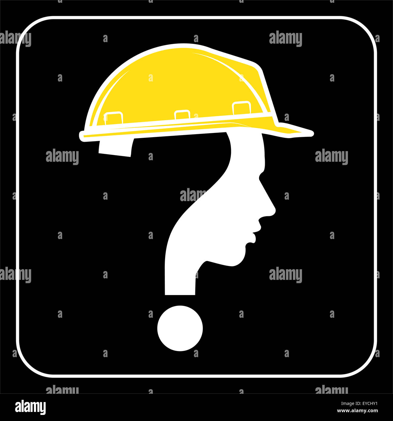 Modern worker man sign with question mark Stock Photo - Alamy