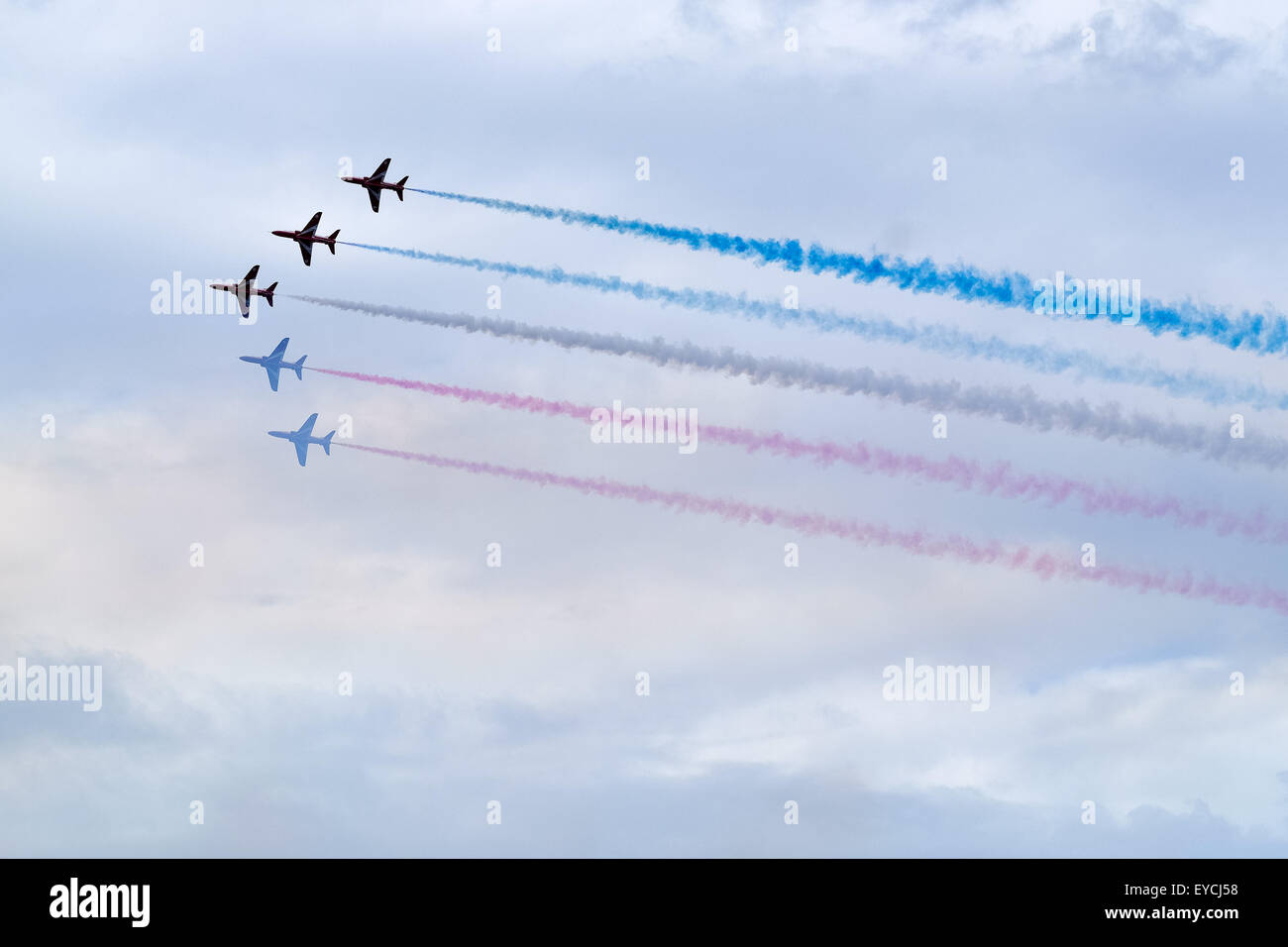 The Red Arrows formation flying team performing at the 2015 Sunderland ...