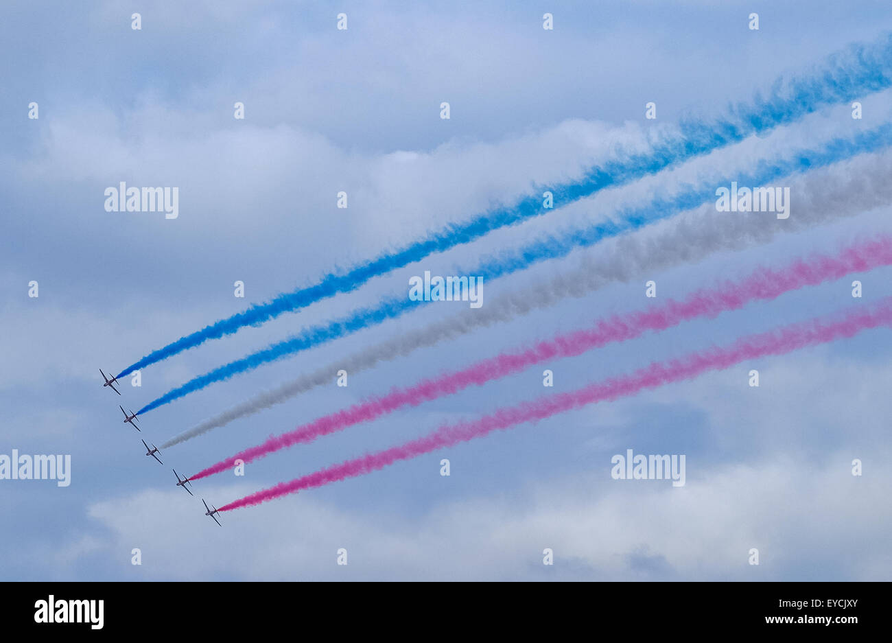 The Red Arrows formation flying team performing at the 2015 Sunderland ...