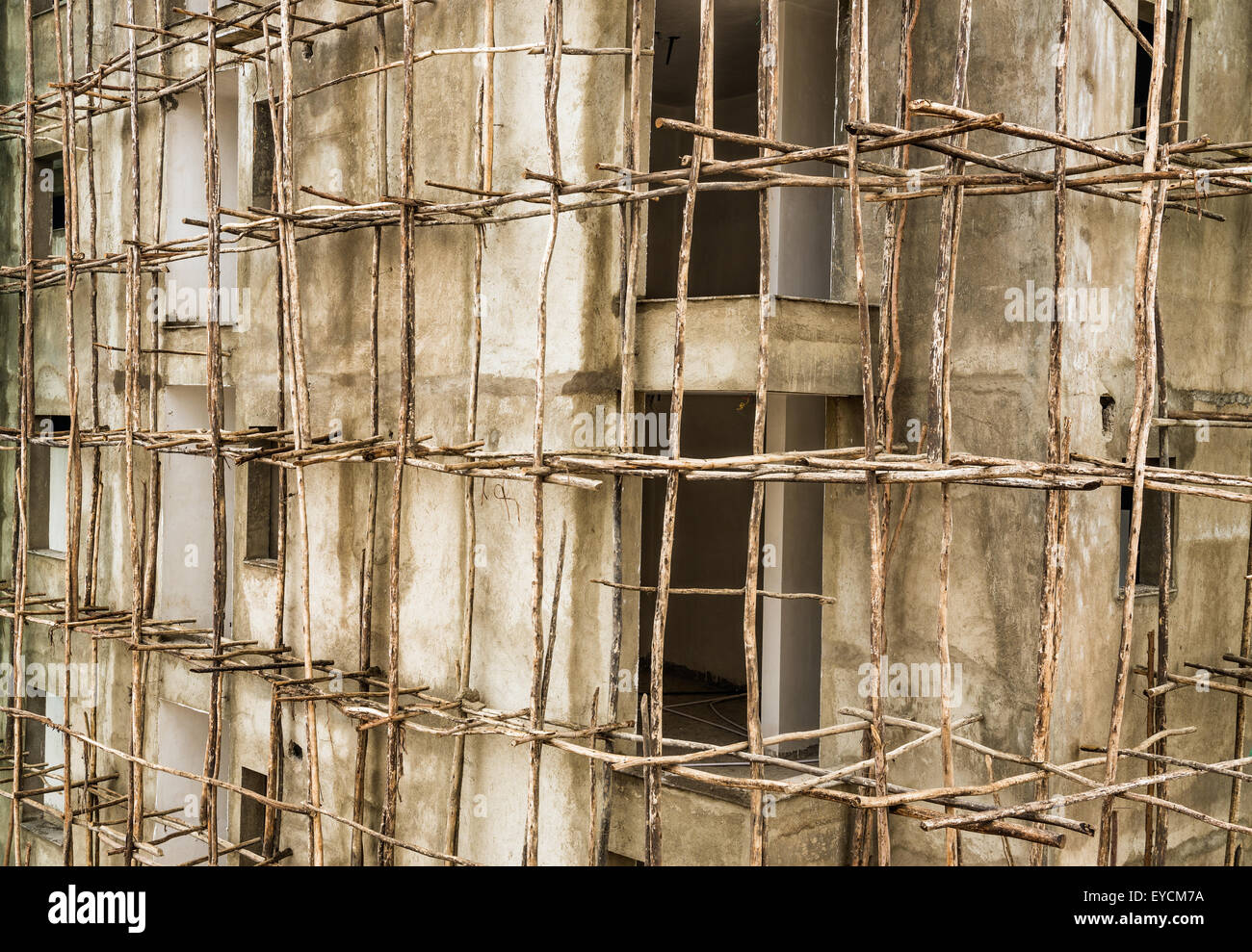 Construction site in Ethiopia with typical african scaffolding Stock ...