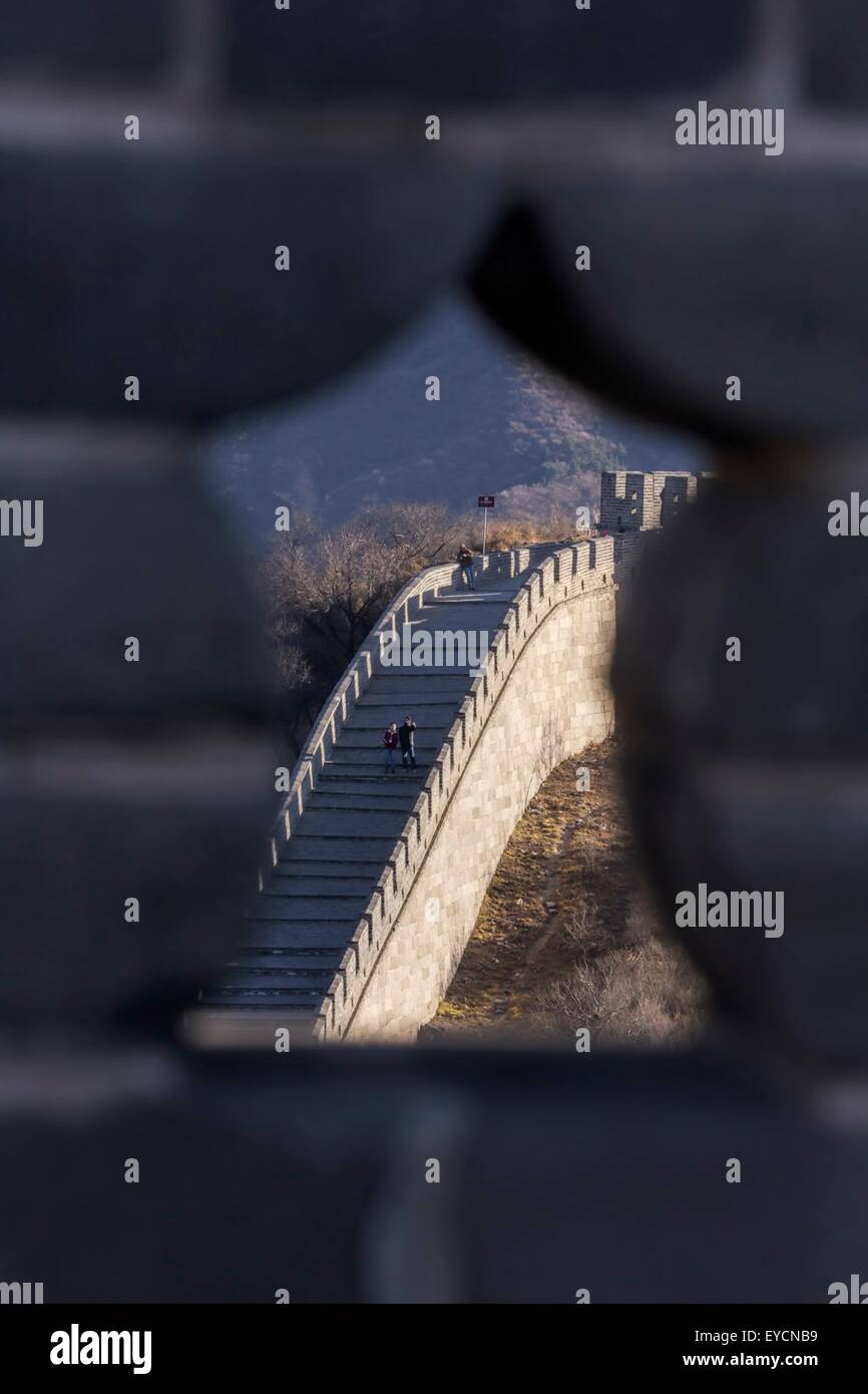 The Great Wall of China as seen through one of its arrow holes Stock ...