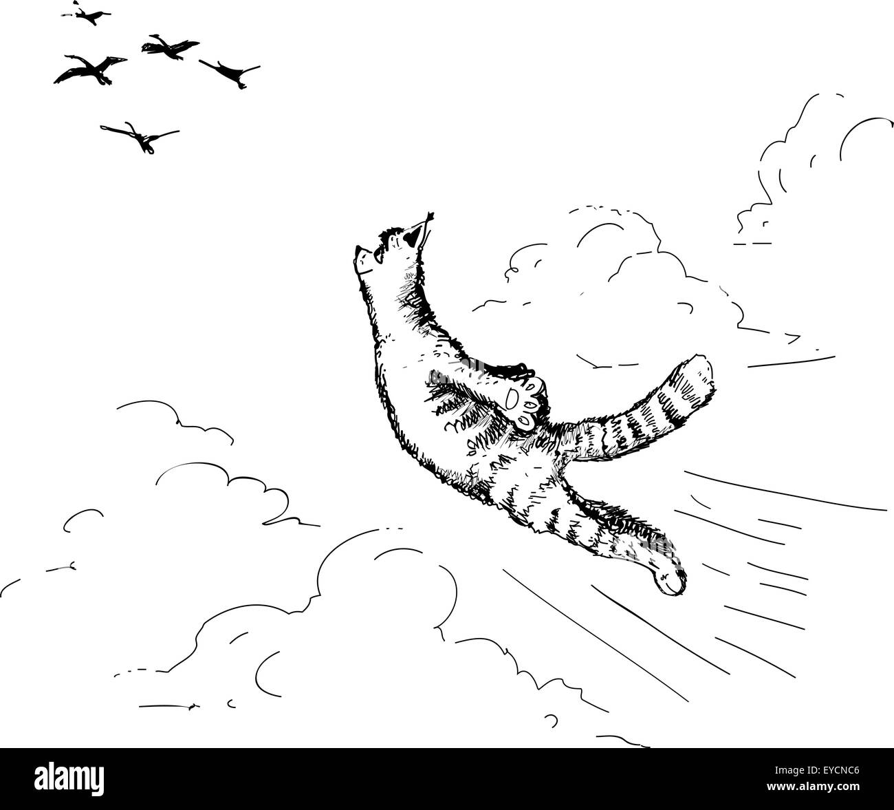 Cat and birds Cut Out Stock Images & Pictures - Alamy