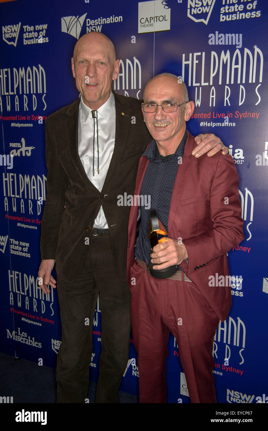 Sydney, Australia. 27th July, 2015. Peter Garrett and Paul Kelly pose ...