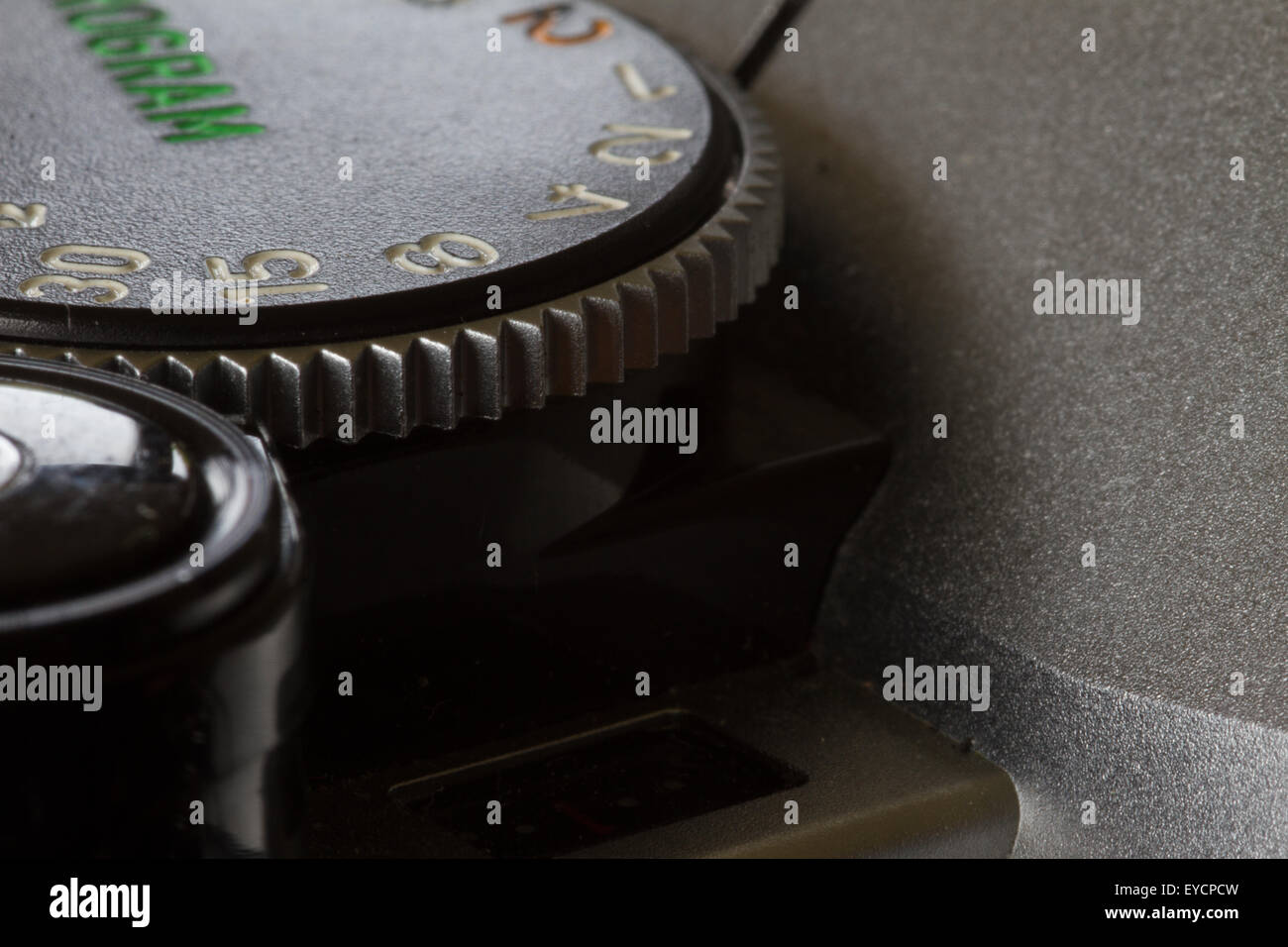 A look at the texture and shutter speed wheel of an old Canon AE-1 ...
