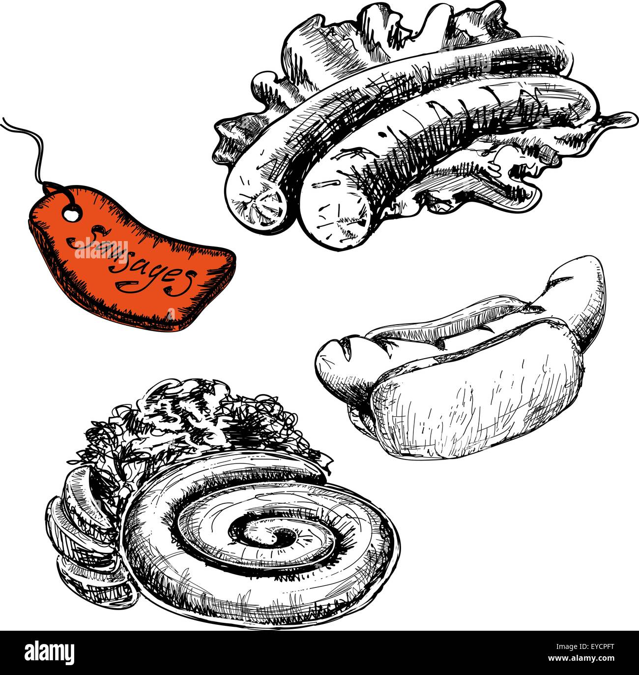 Hot dog sausage salad Stock Vector Images - Alamy