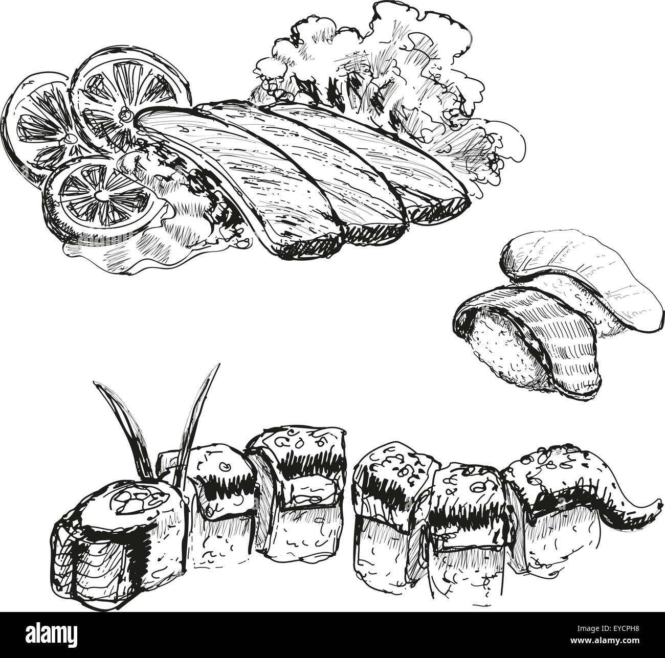 Sushi roll fish sesame Stock Vector Images - Alamy