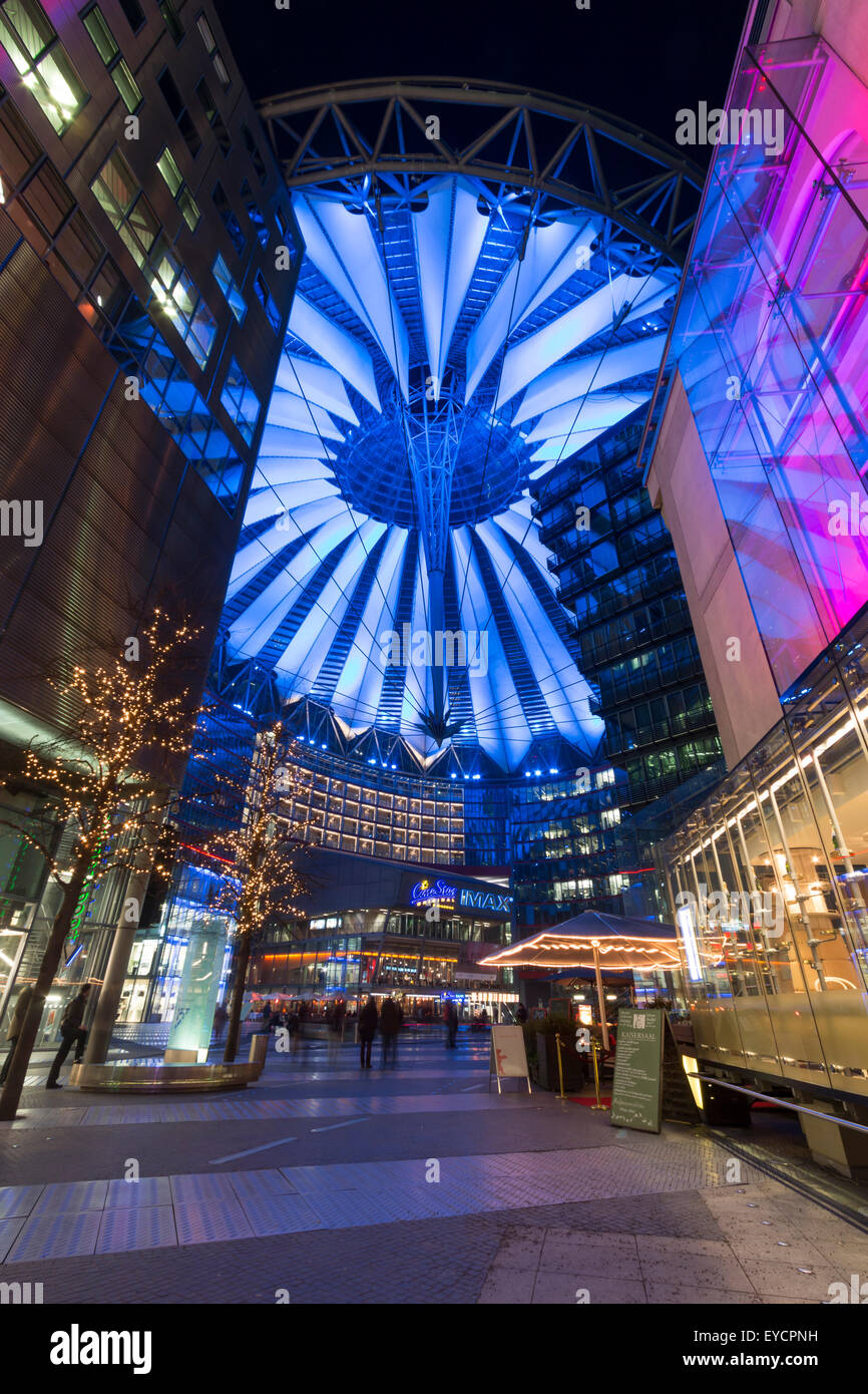 Germany, Berlin, view to lighted Sony Center at night Stock Photo - Alamy