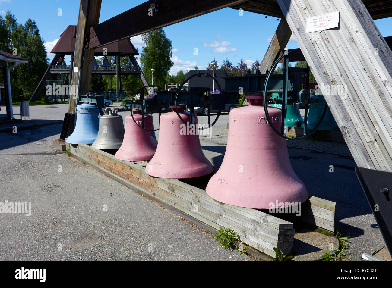 Old church bells on display, Vaskikello Pyhäjärvi Finland Stock Photo ...
