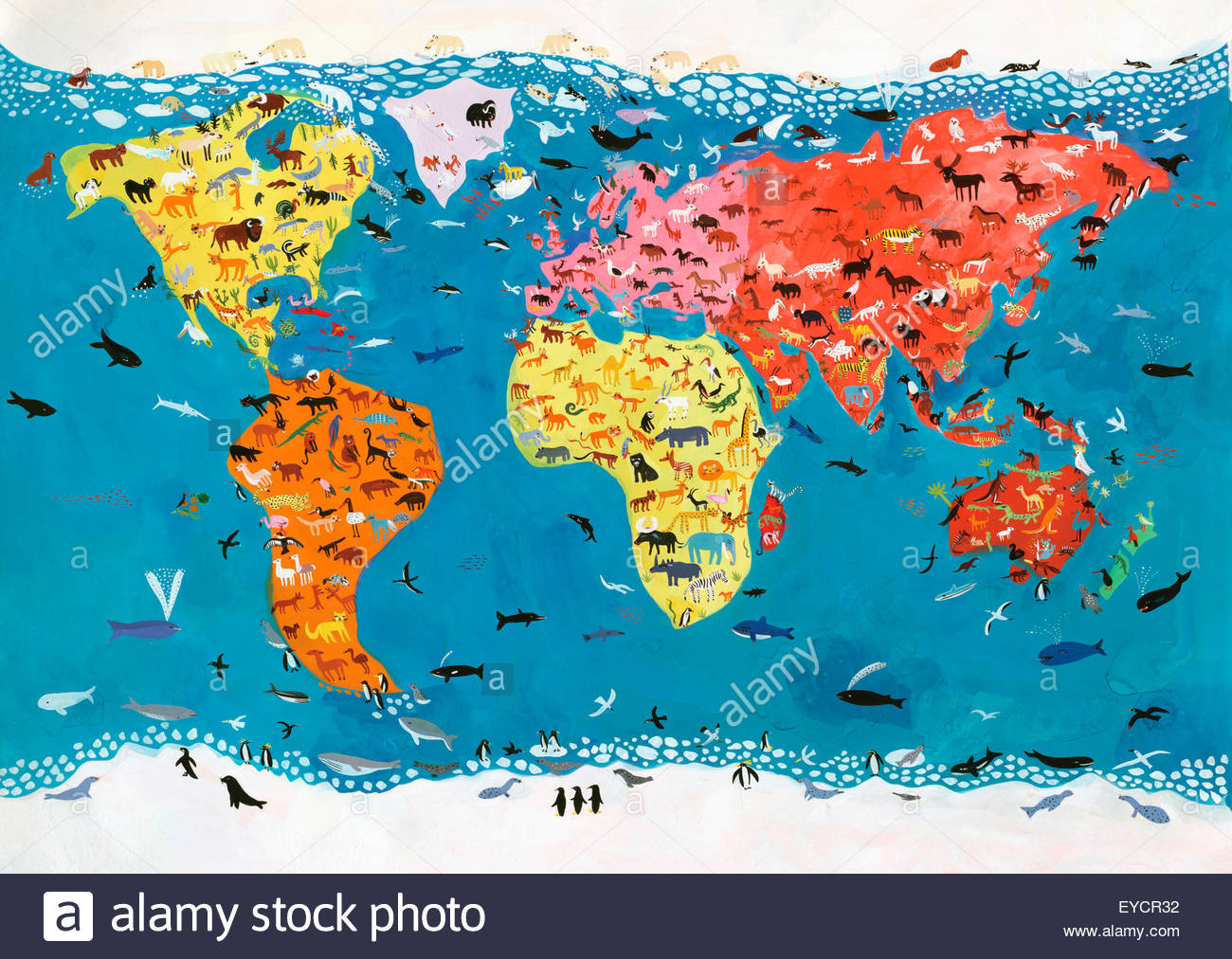 Illustrated World Map Stock Photos & Illustrated World Map Stock Images ...