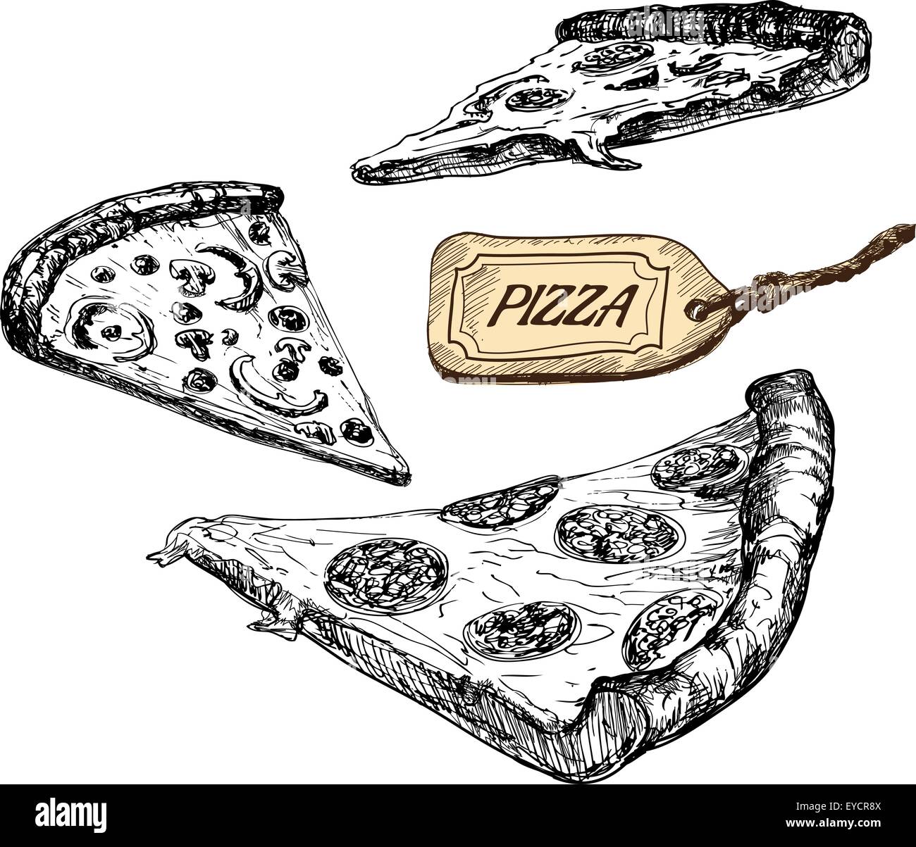 Pizza. Hand drawn illustration Stock Vector Image & Art - Alamy