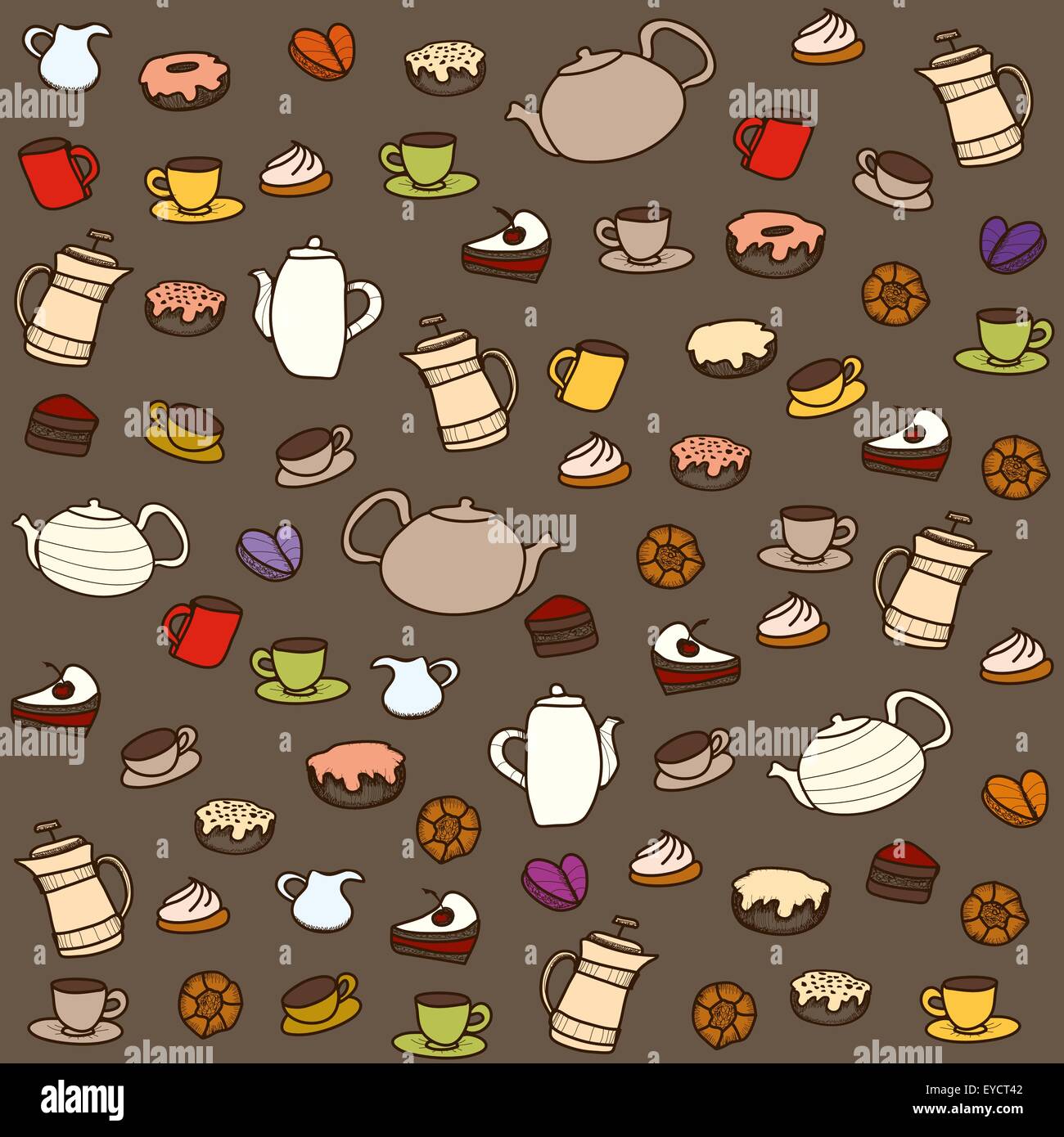 Tea and sweets. Vector seamless pattern Stock Vector Image & Art - Alamy