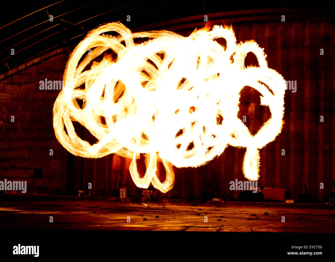 Fire Show Flaming Trails Stock Photo - Alamy