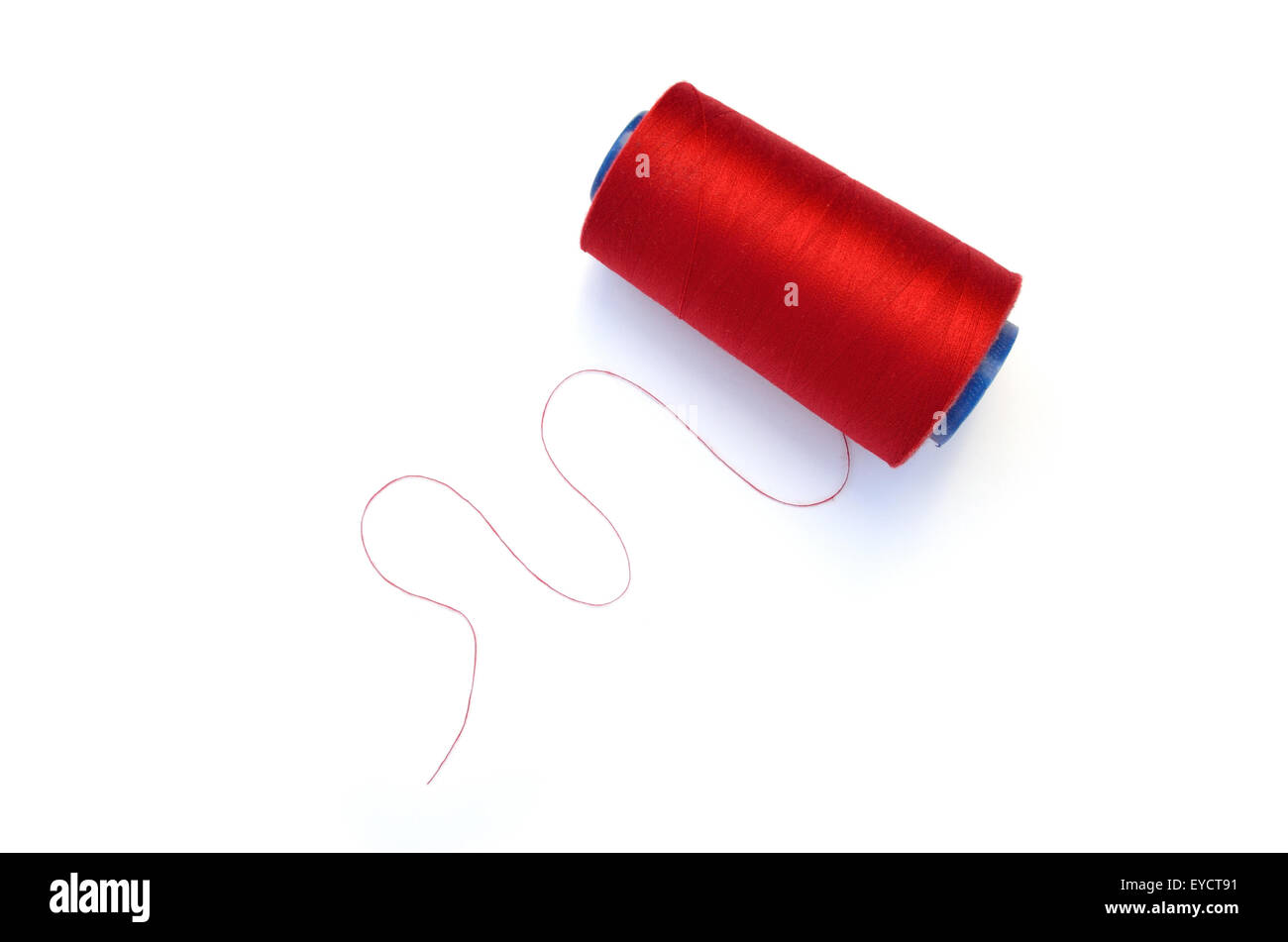 Red thin thread set on white background Stock Photo - Alamy