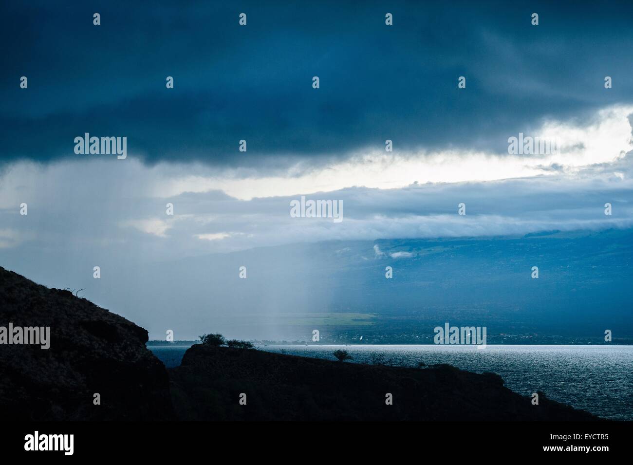 Sea view and rain storm, Maui, Hawaii Stock Photo - Alamy
