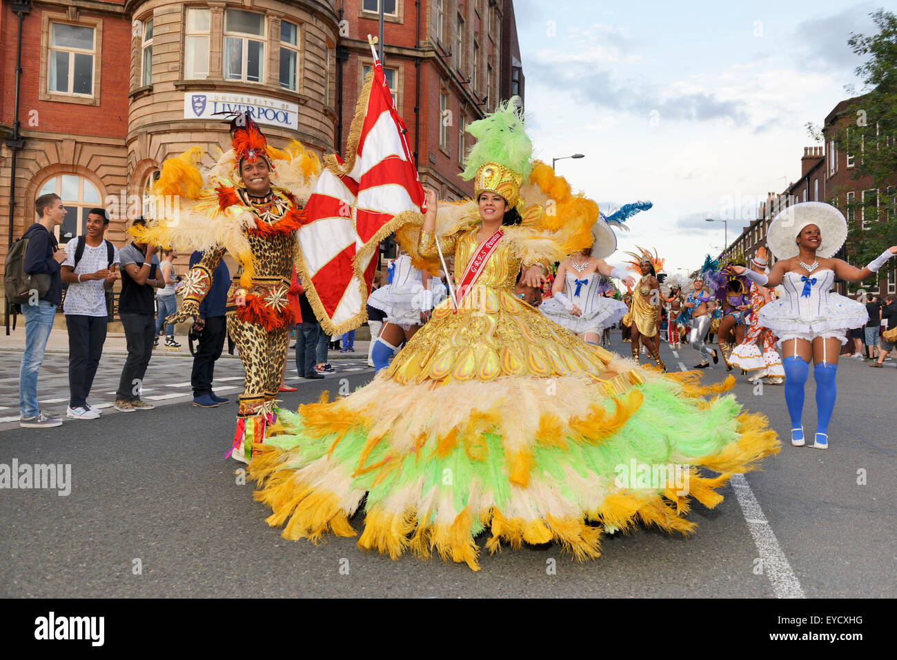 Samba Dancers parading through the streets of Liverpool during ...