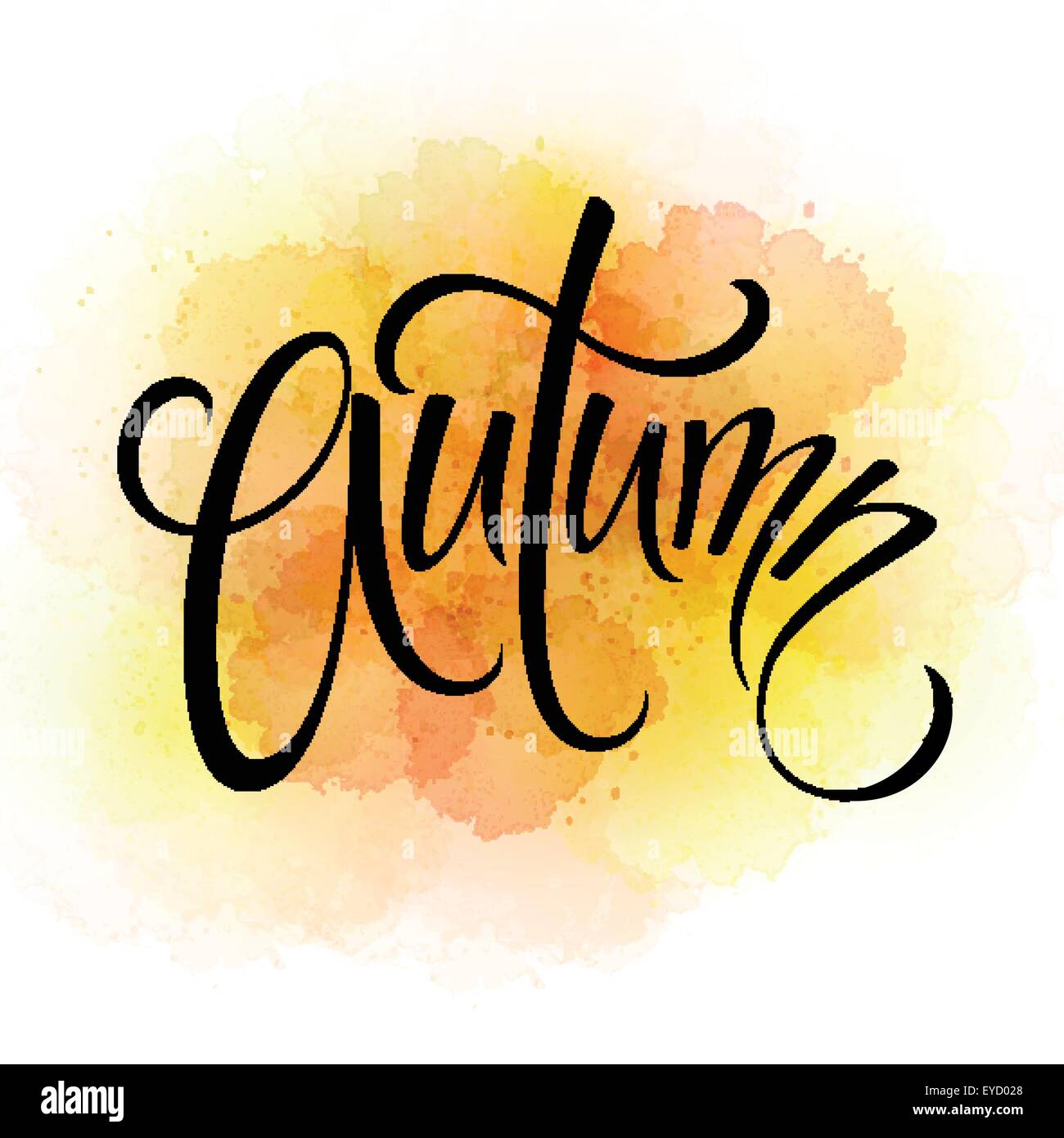 Word AUTUMN and three leaves. Watercolor background. Vector ...