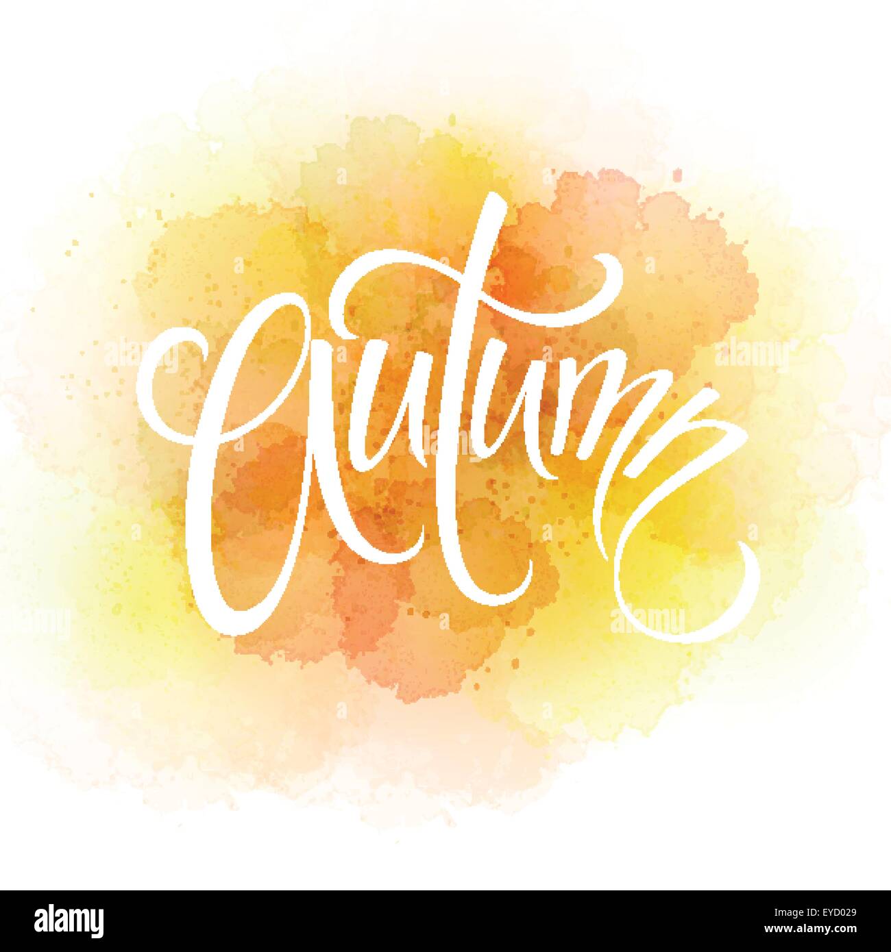 Word AUTUMN and three leaves. Watercolor background. Vector ...