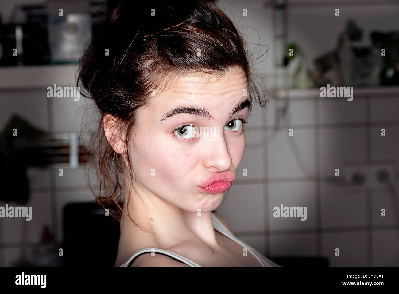 Beautiful woman smirking hi-res stock photography and images - Alamy
