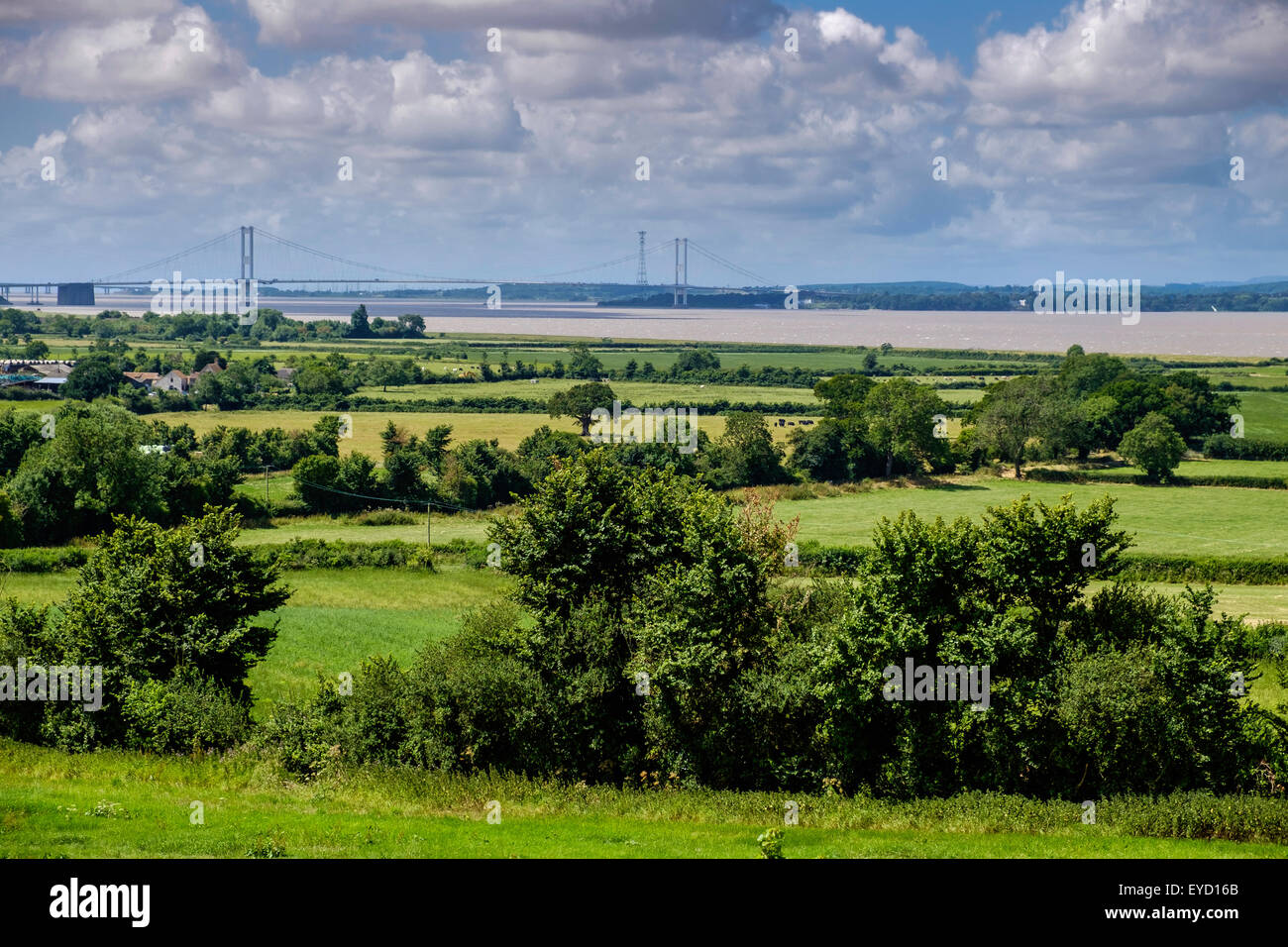RIVER SEVERN AND OLD SEVERN BRIDGE FROM OLDBURY CHURCH YARD ...