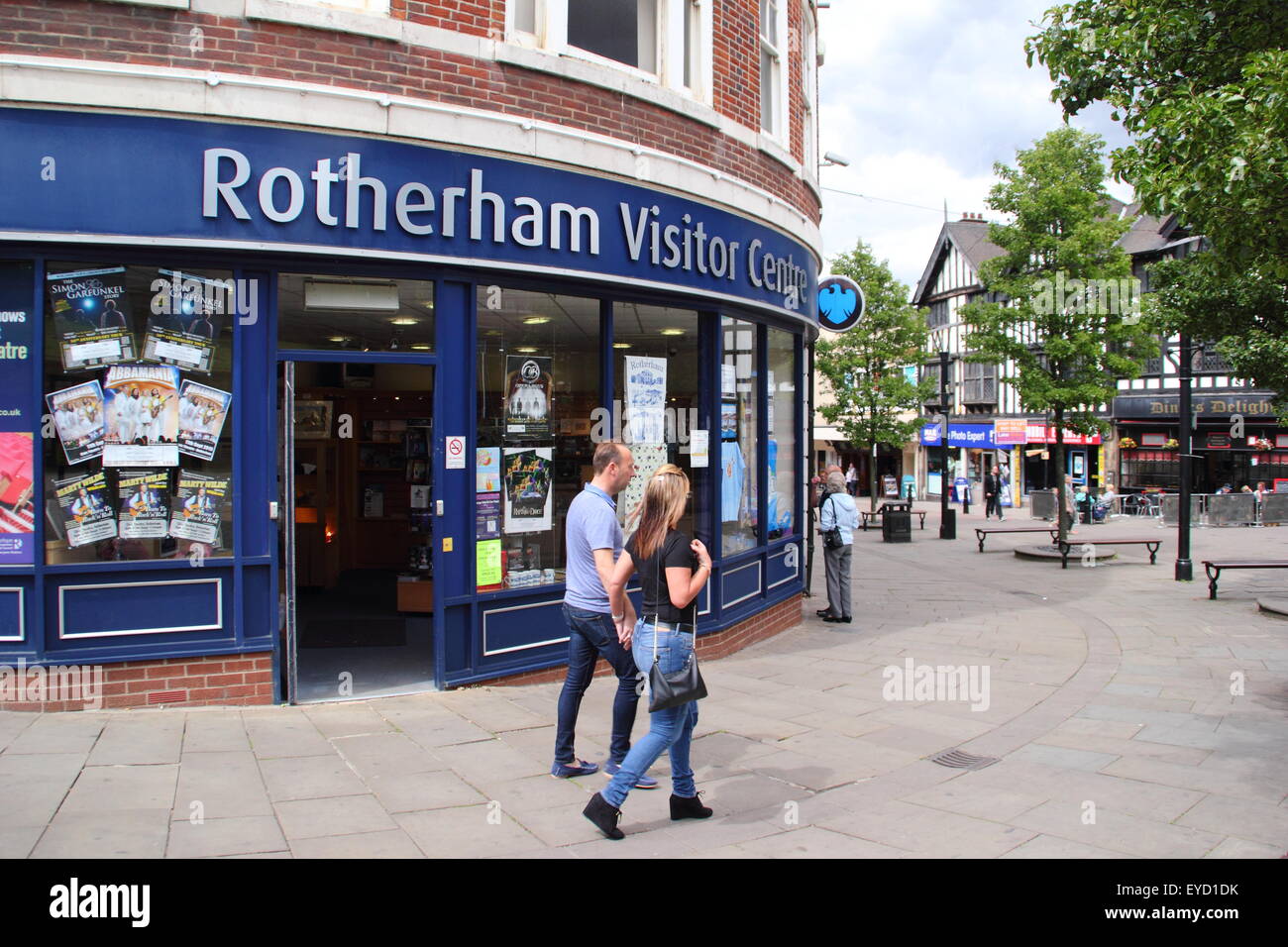People walk byrotherham Visitor Centre in the town centre, Rotherham ...