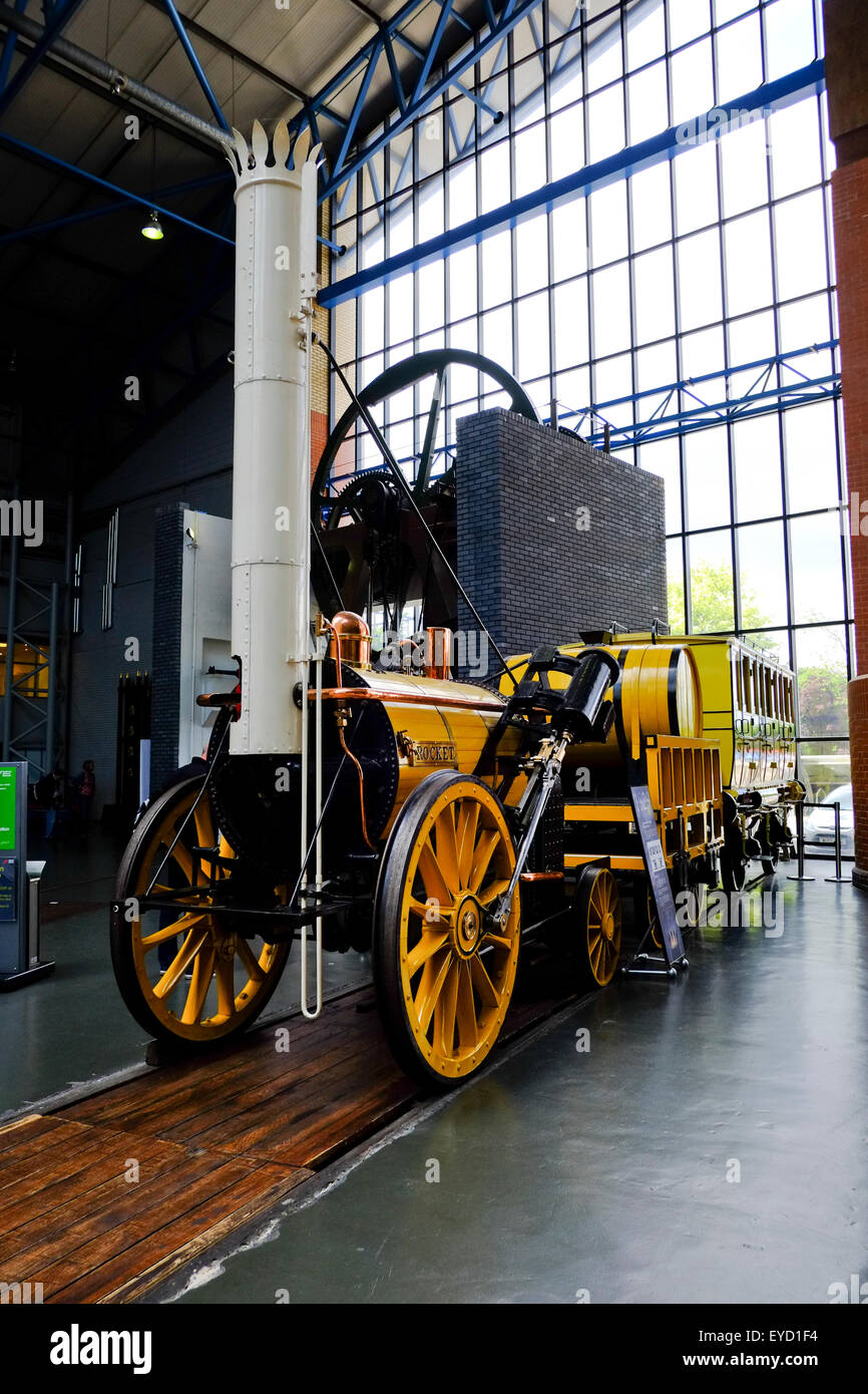 A replica of Stevensons "Rocket" at the National Railway Museum, York ...
