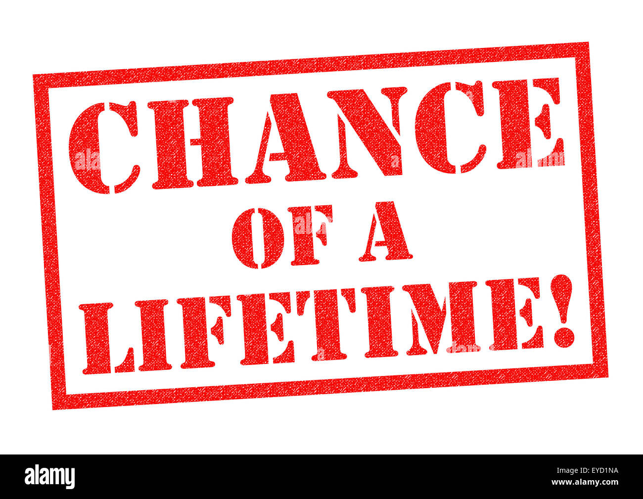 CHANCE OF A LIFETIME red Rubber Stamp over a white background Stock ...