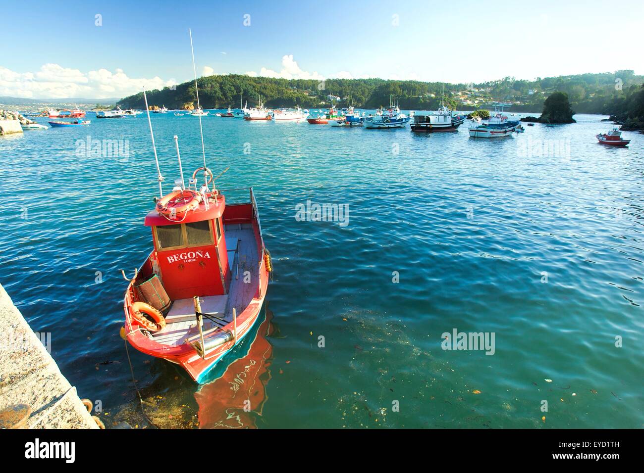 A boat in the bay in A Coruña, Galicia, Spain Stock Photo - Alamy