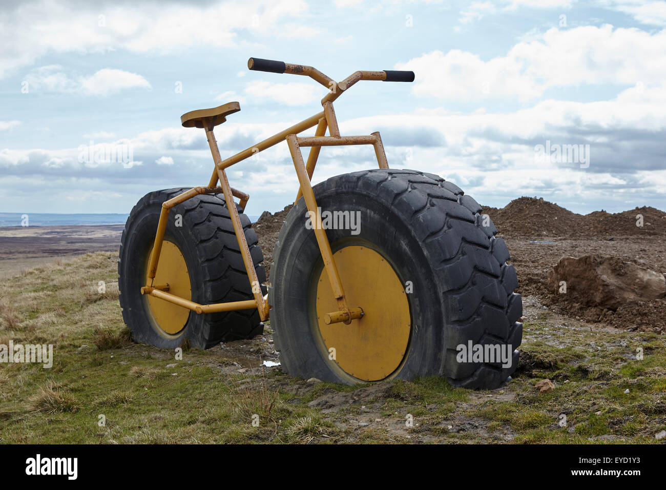 bike Coldstones Cut sculpture Yorkshire Stock Photo - Alamy