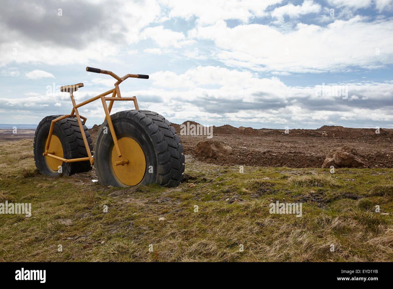 bike Coldstones Cut sculpture Yorkshire Stock Photo - Alamy