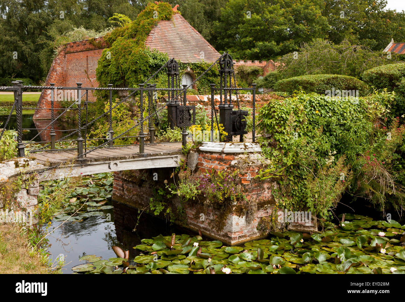 The Drawbridge over the Moat at Mannington Hall near Aylsham in Norfolk ...