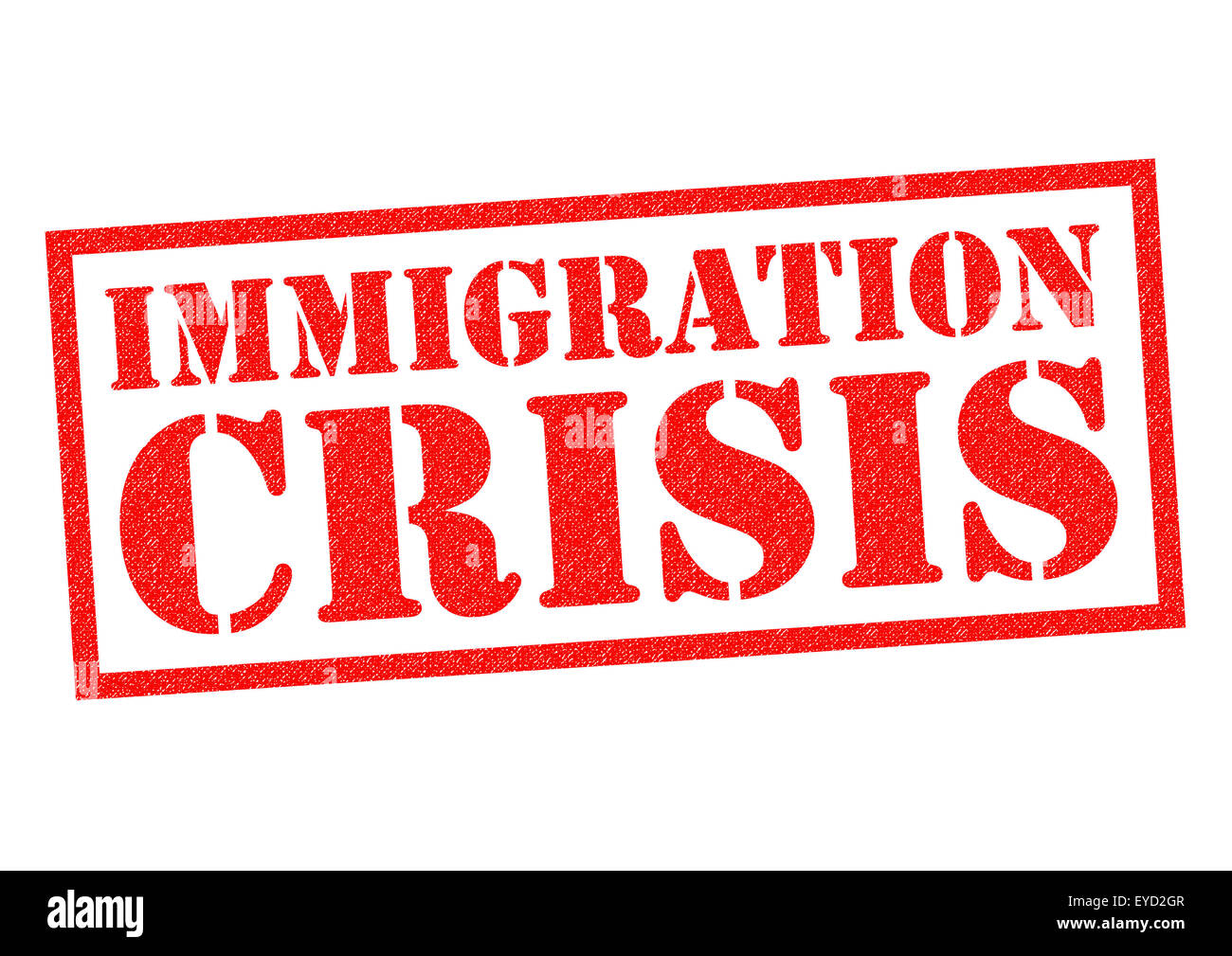 IMMIGRATION CRISIS red Rubber Stamp over a white background Stock Photo ...