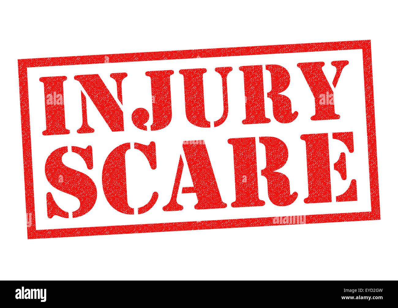 INJURY SCARE red Rubber Stamp over a white background Stock Photo - Alamy