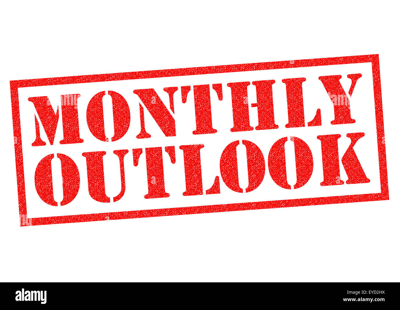 MONTHLY OUTLOOK red Rubber Stamp over a white background Stock Photo ...