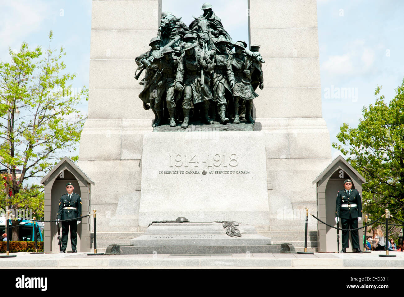 Ceremonial guards stand ground at the base of the War Memorial & tomb ...