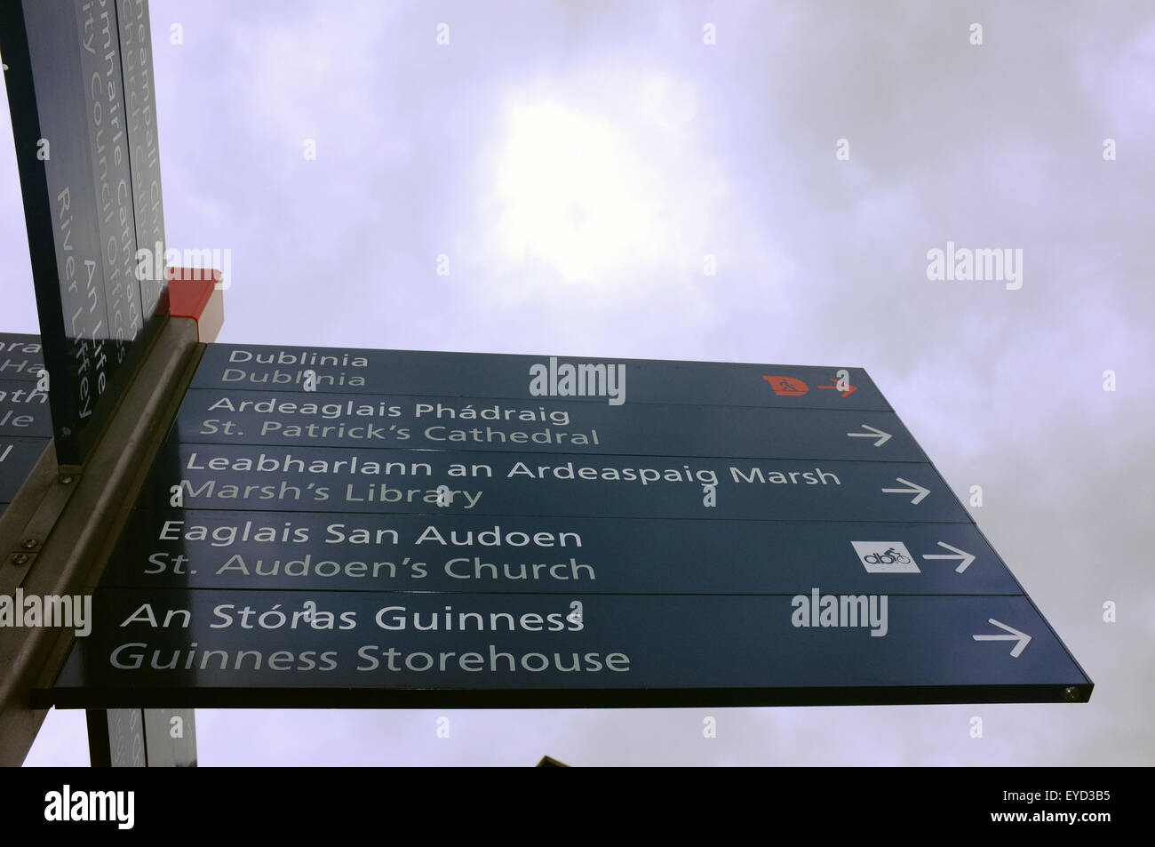 A pedestrian signpost in Dublin giving directions to tourist ...