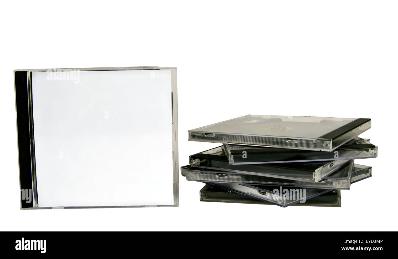 Blank CD case facing forward next to stack isolated on white Stock ...