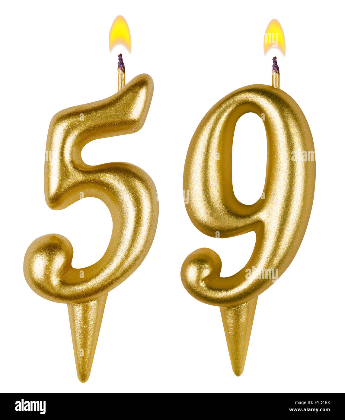 Birthday candles number fifty nine isolated on white background Stock ...