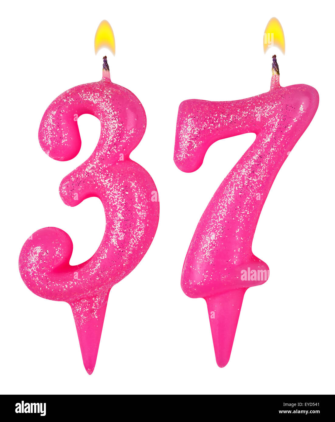 Birthday candles number thirty seven isolated on white Stock Photo - Alamy