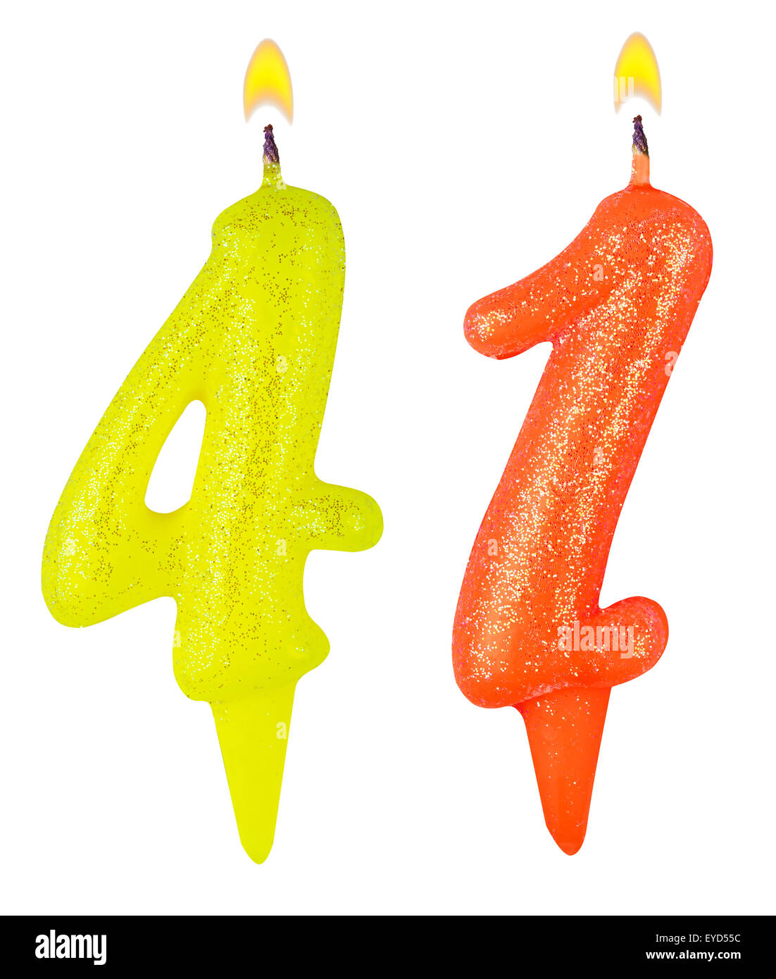Birthday candles number forty one isolated on white background Stock ...