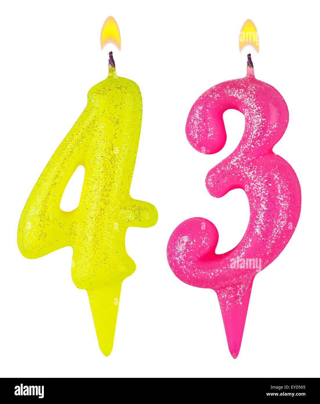 Birthday candles number forty three isolated on white background Stock ...