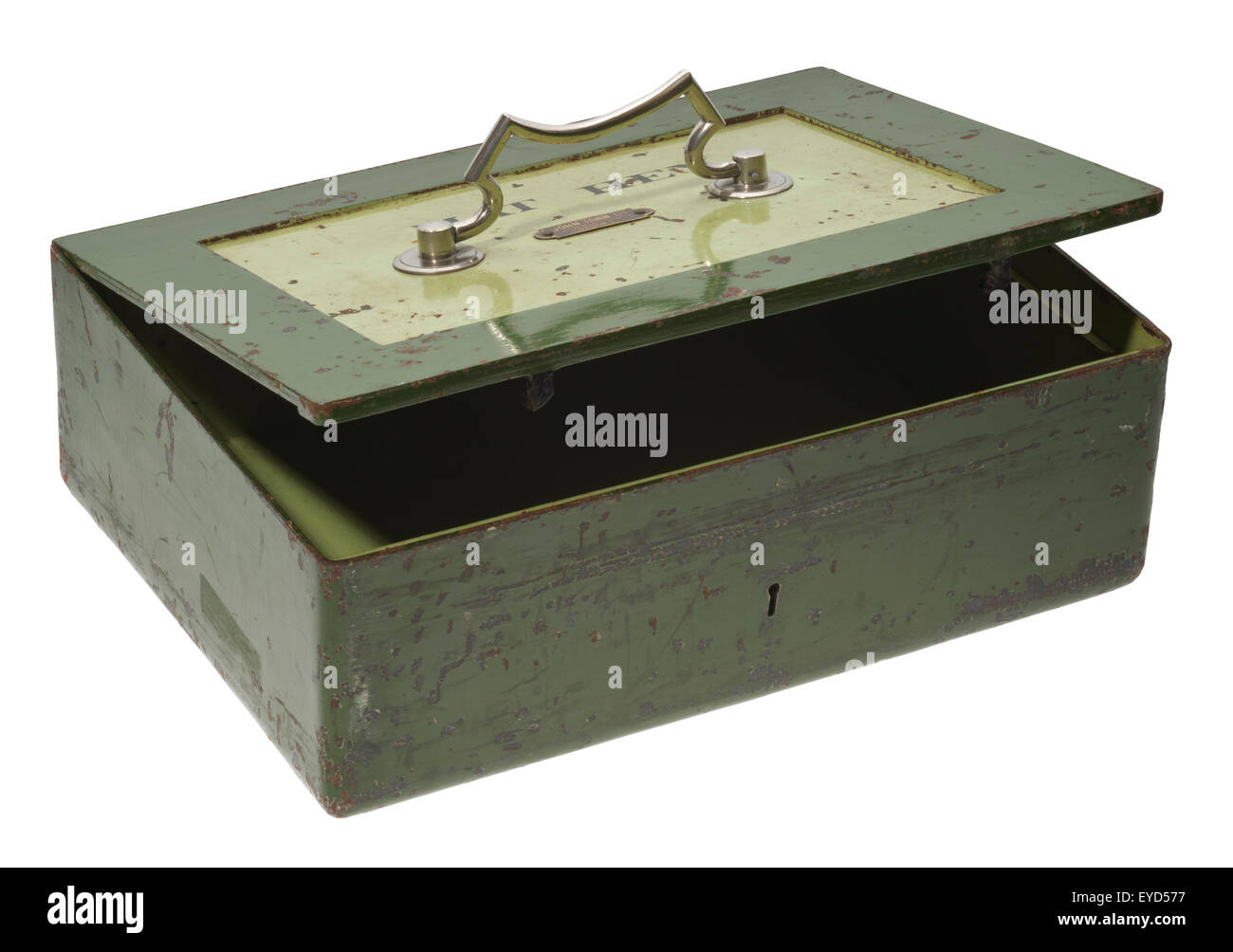 Safety deposit box. Strong box. Portable safe. Metal lockable box Stock ...