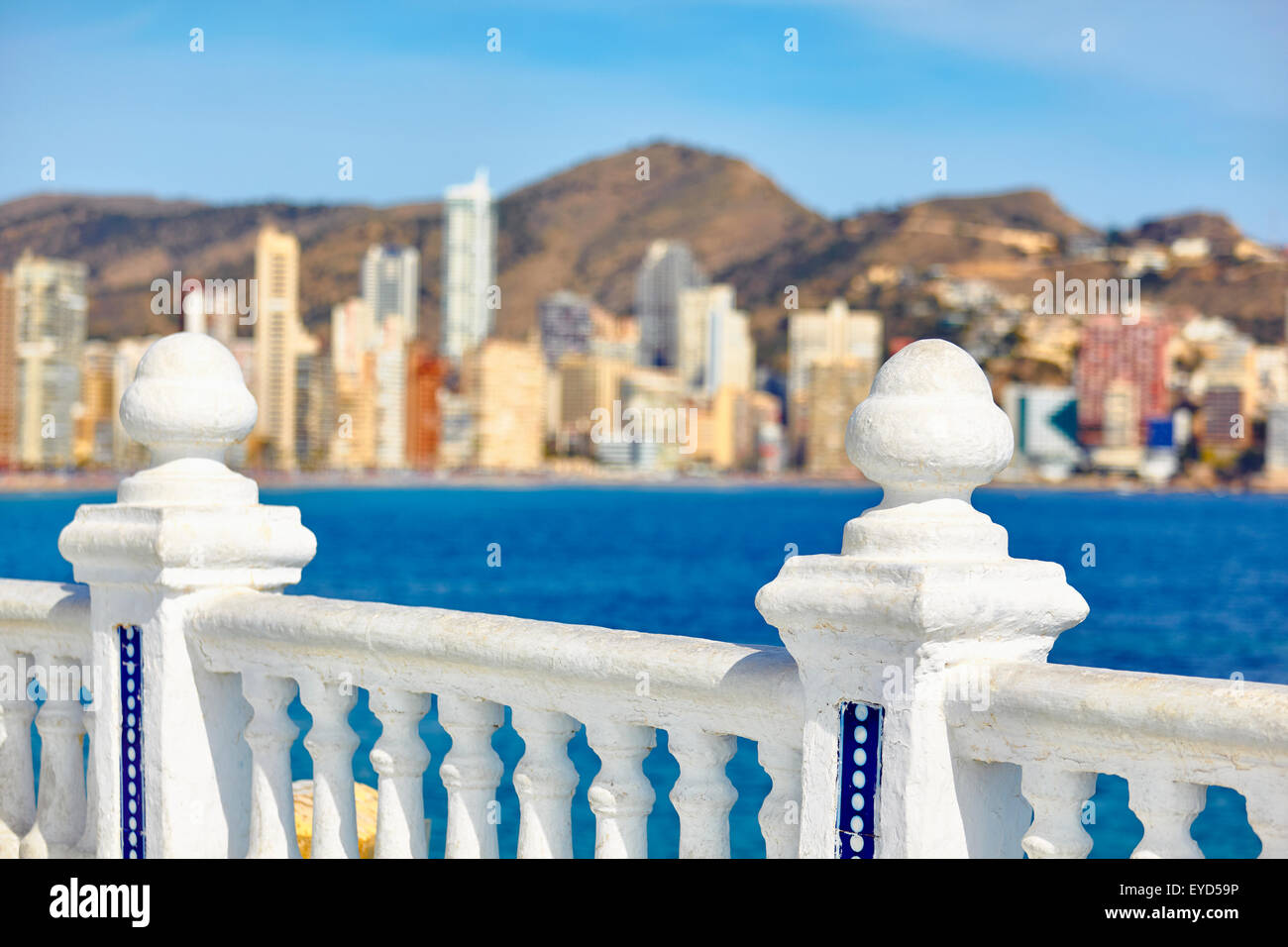 Mediterranean balcony viewpoint. Benidorm. Alicante. Valencia Community ...
