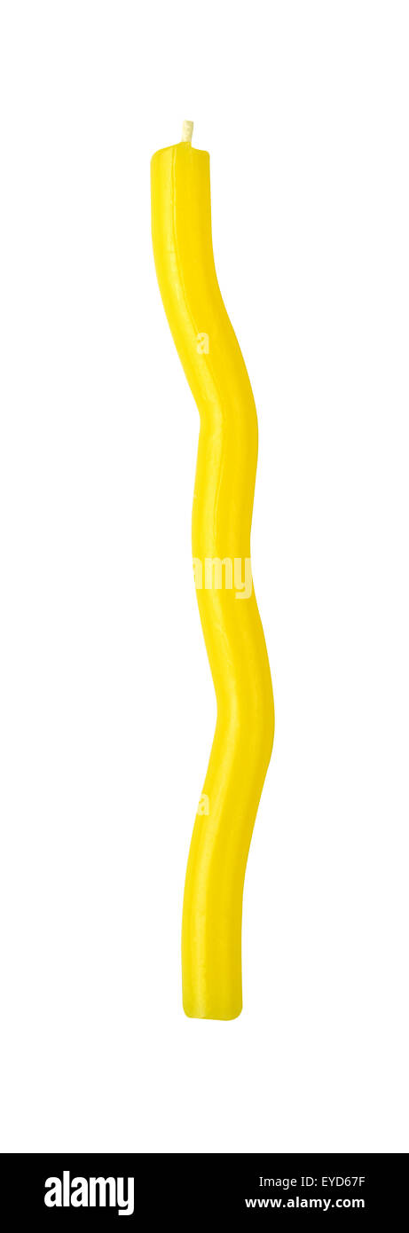 yellow curved candle isolated on white background Stock Photo - Alamy