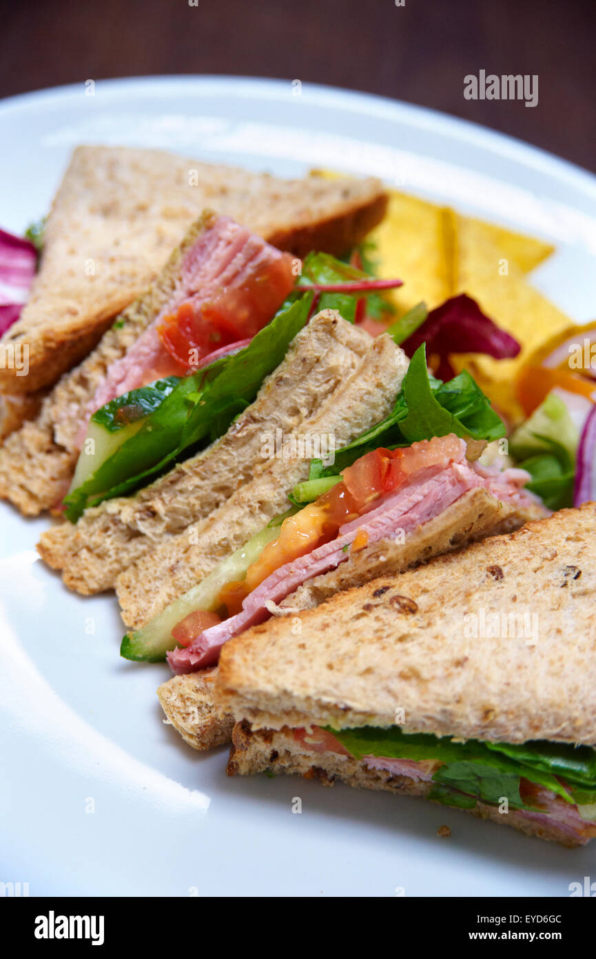 Triangular ham and salad sandwiches Stock Photo - Alamy