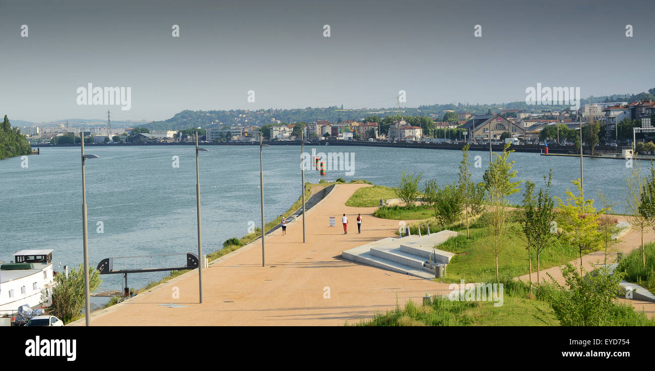 La Confluence of River Rhone and Soane rivers in Lyon France Stock ...