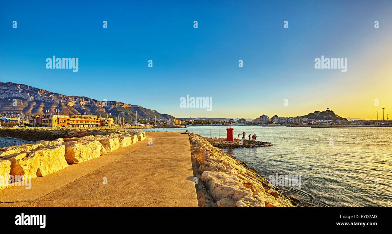 Seafront promenade at the harbour. Denia. Alicante. Valencia Community ...