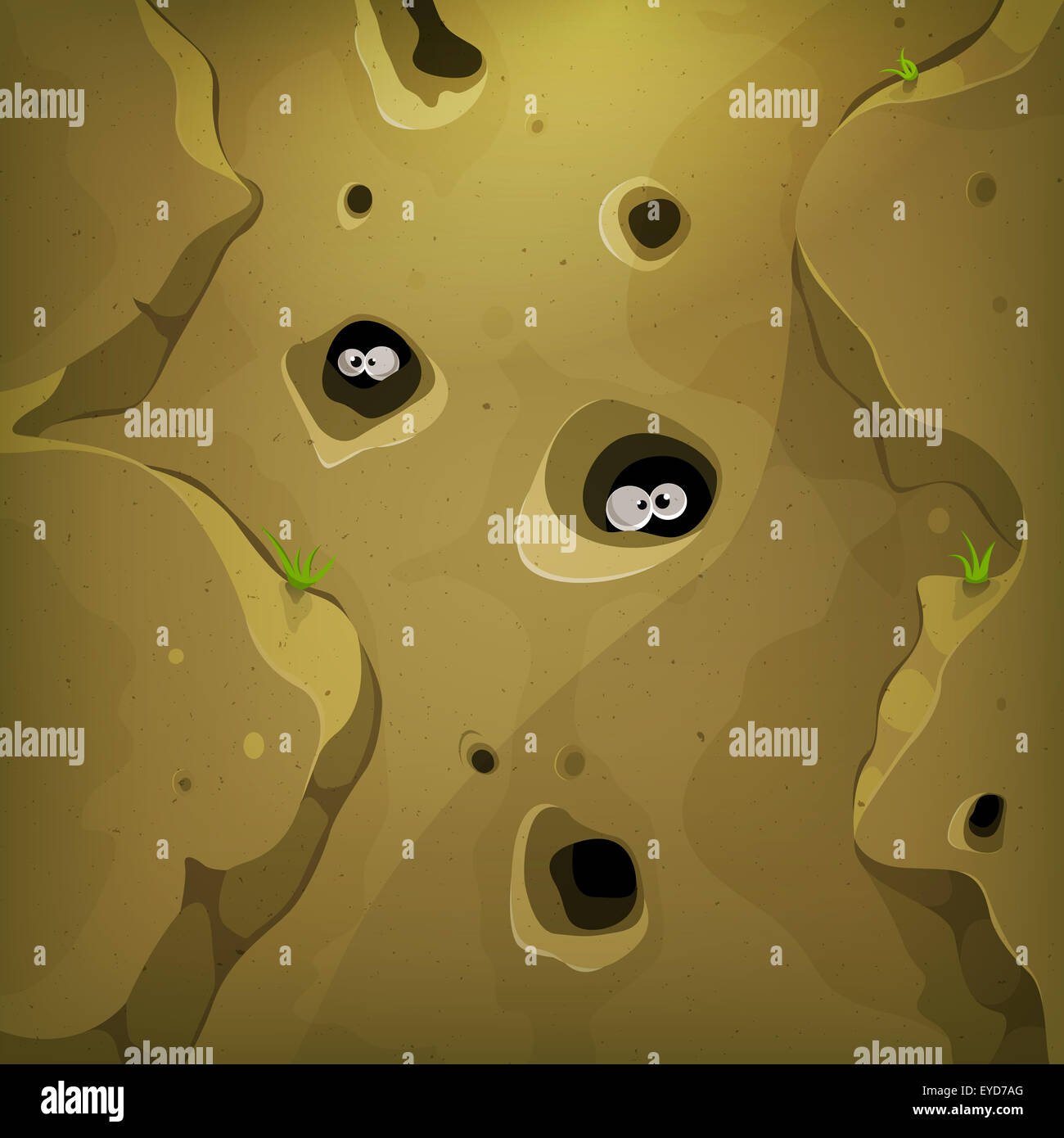 Illustration of a funny cartoon scene with mountain stone rock or cliff ...
