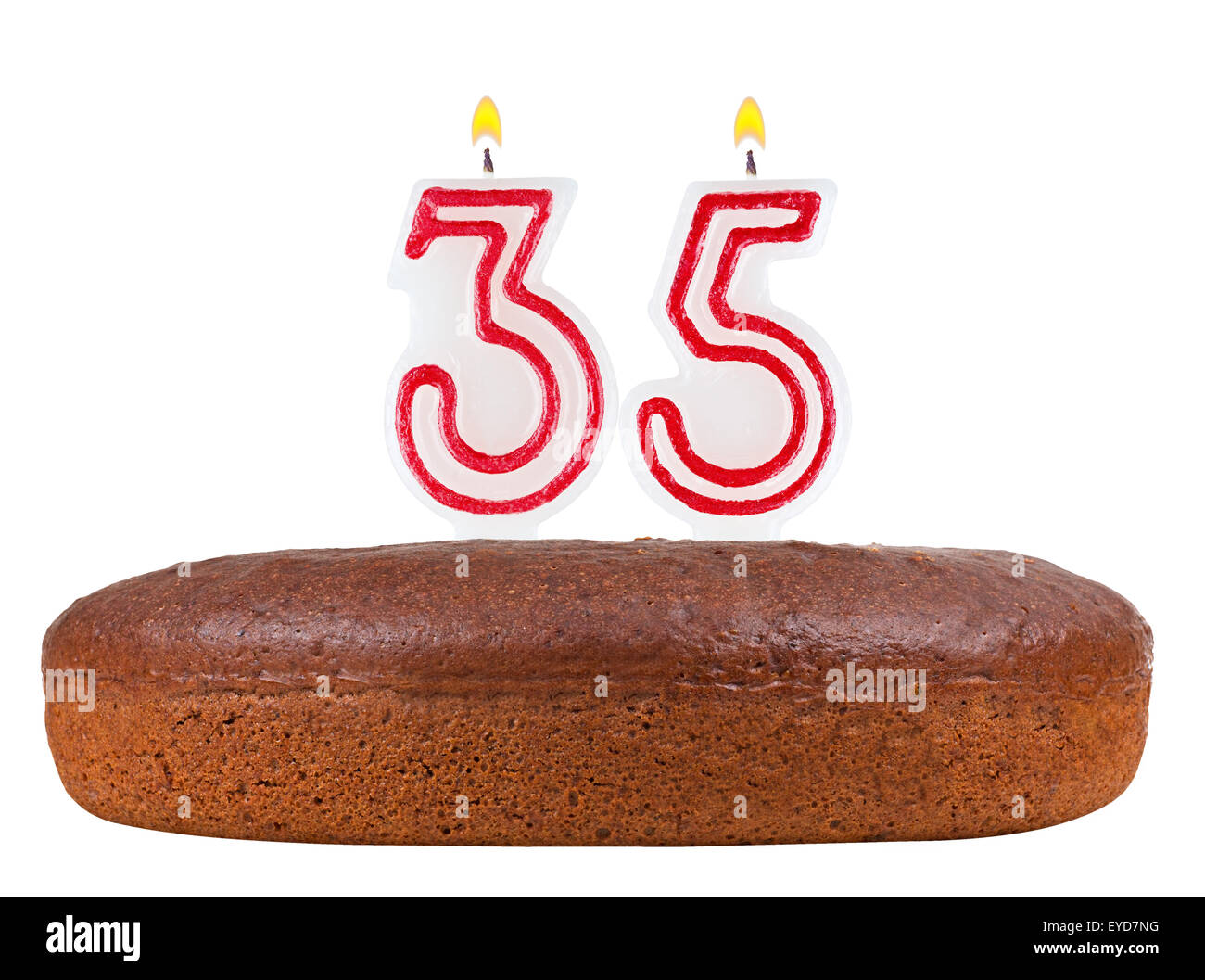 birthday cake with candles number 35 isolated on white background Stock ...