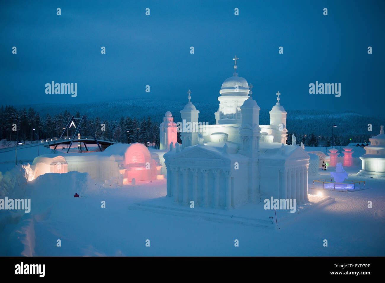 Whitewashed Church At The Icium Wonderworld Of Ice Sculpture Park, Levi ...