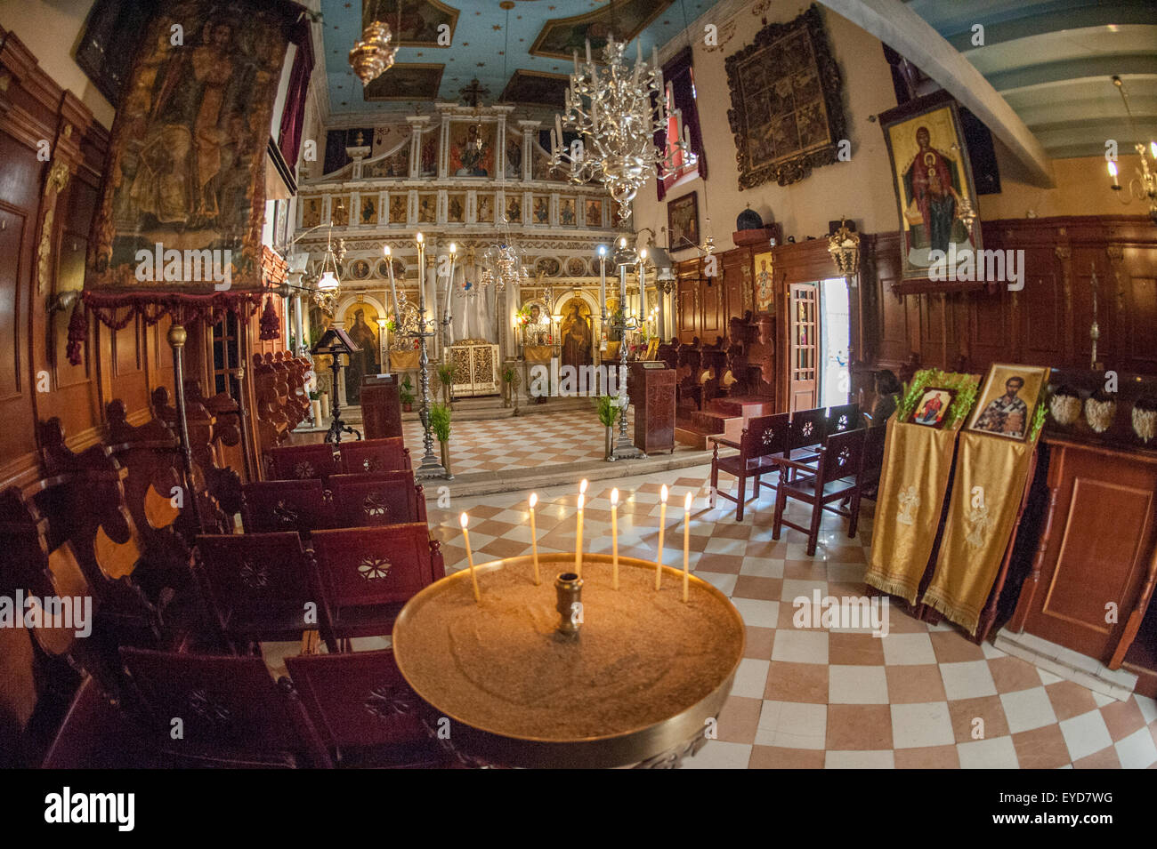 The interior of a Greek church Stock Photo - Alamy
